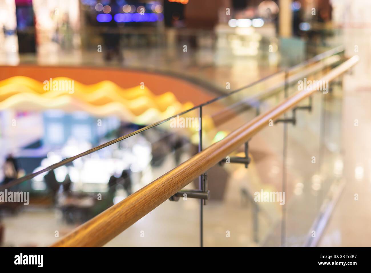 Modern shopping center interior with stores, shops and cafes, new mall ...