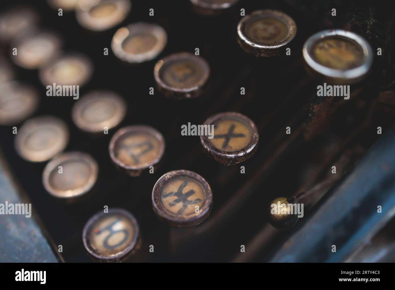 Vintage typewriter with Cyrillic alphabet characters keyboard, writing ...