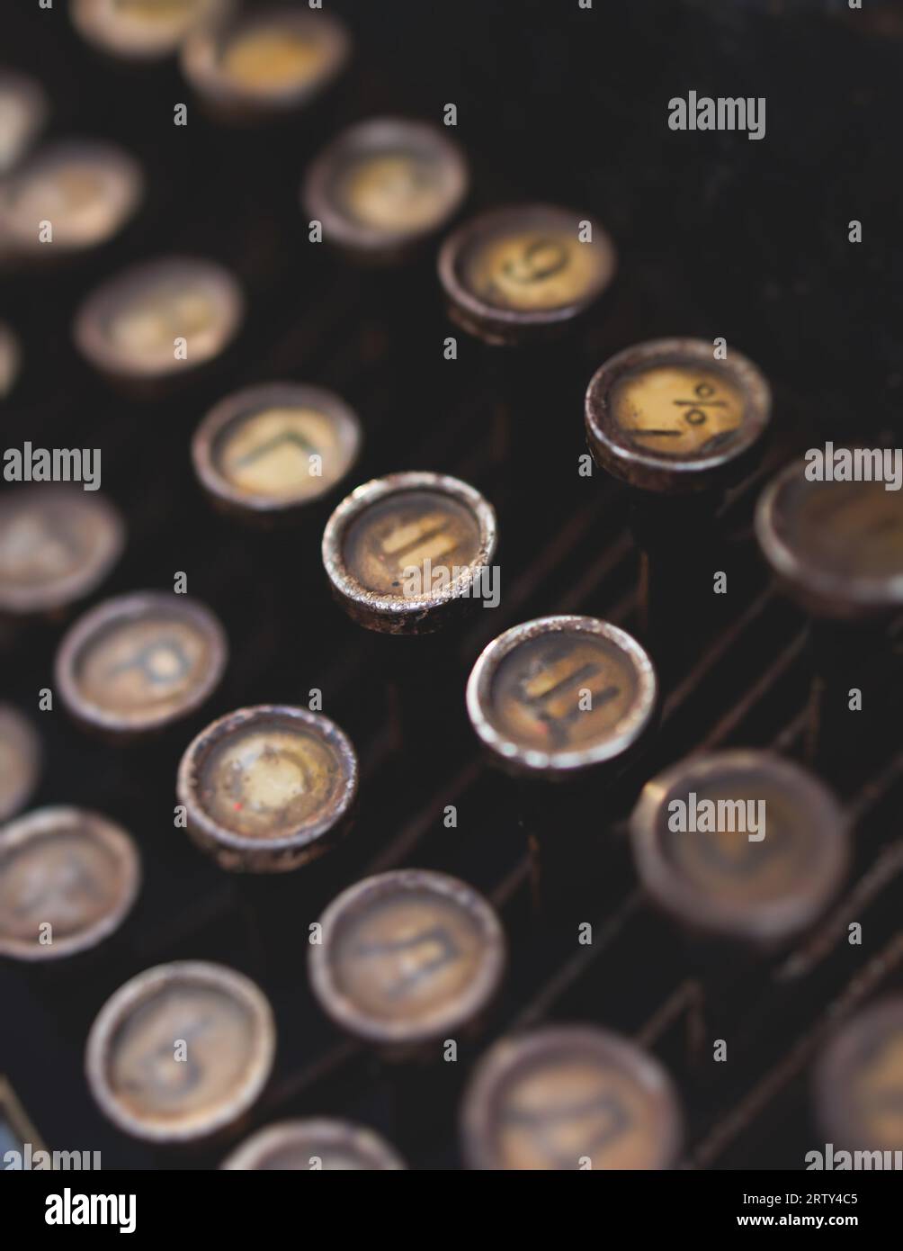 Vintage typewriter with Cyrillic alphabet characters keyboard, writing ...
