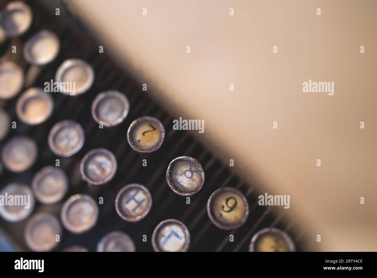 Vintage typewriter with Cyrillic alphabet characters keyboard, writing ...