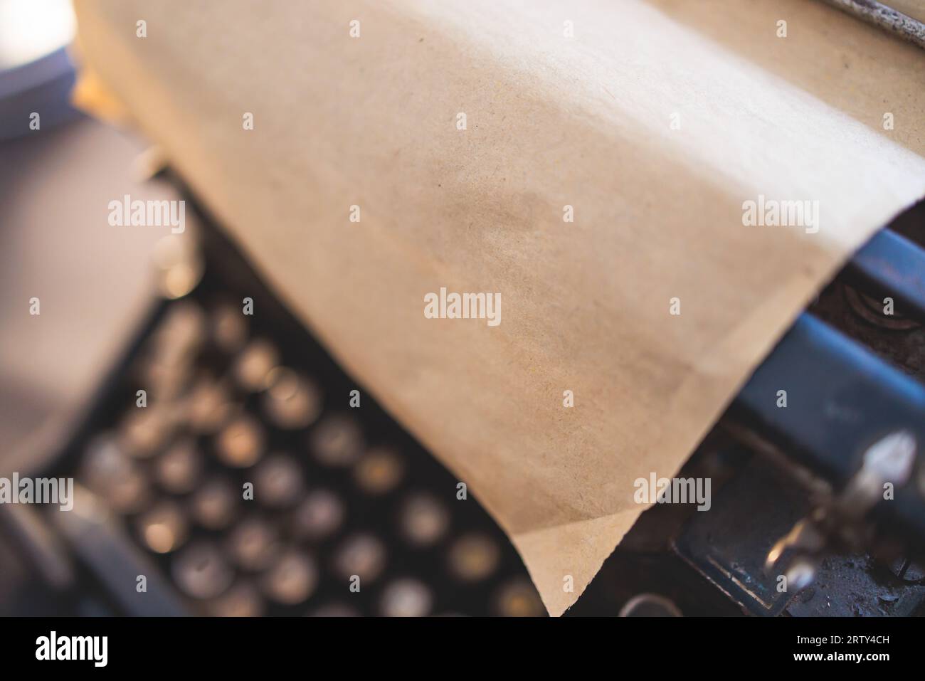 Vintage typewriter with Cyrillic alphabet characters keyboard, writing ...