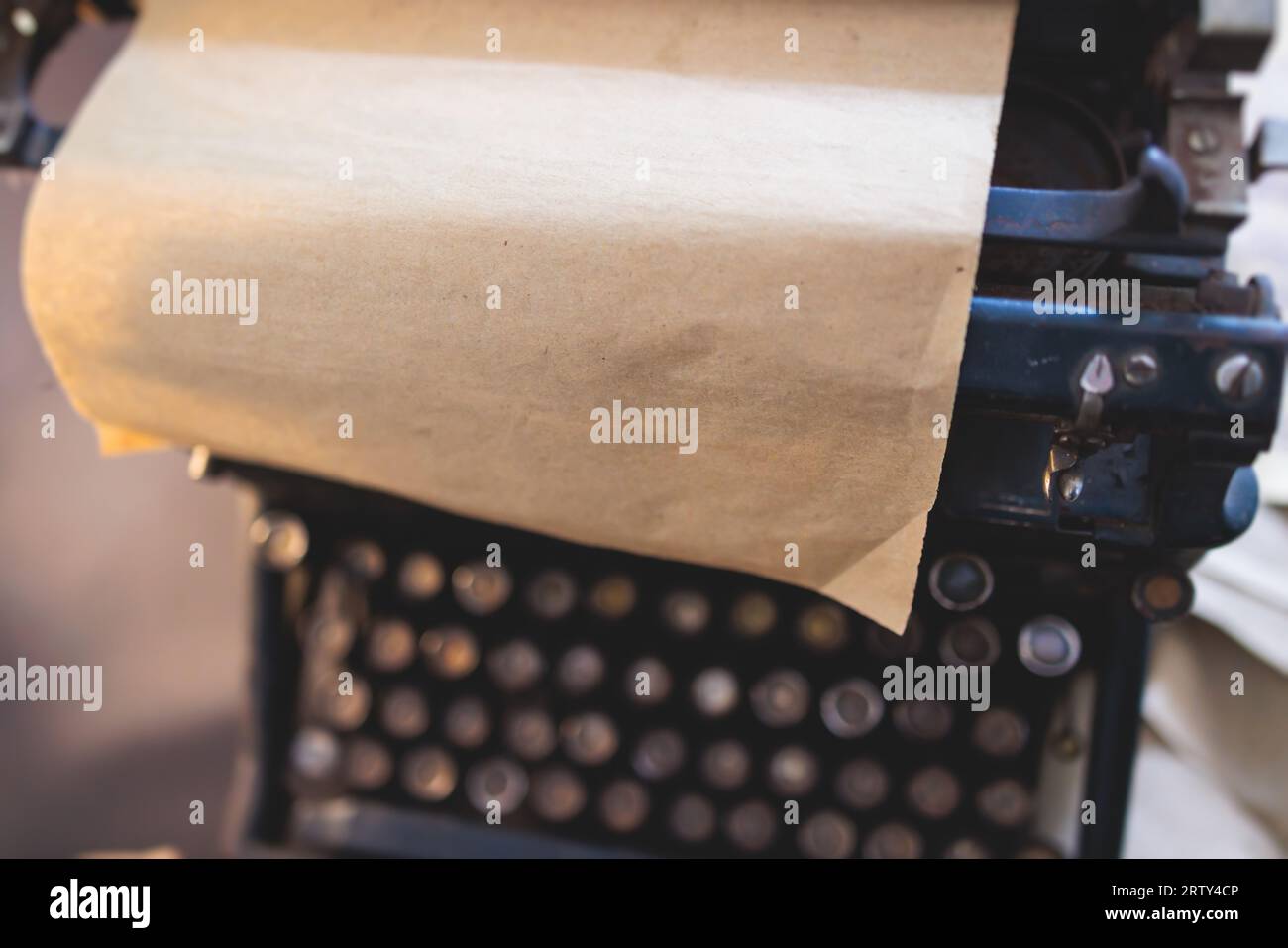 Vintage typewriter with Cyrillic alphabet characters keyboard, writing ...