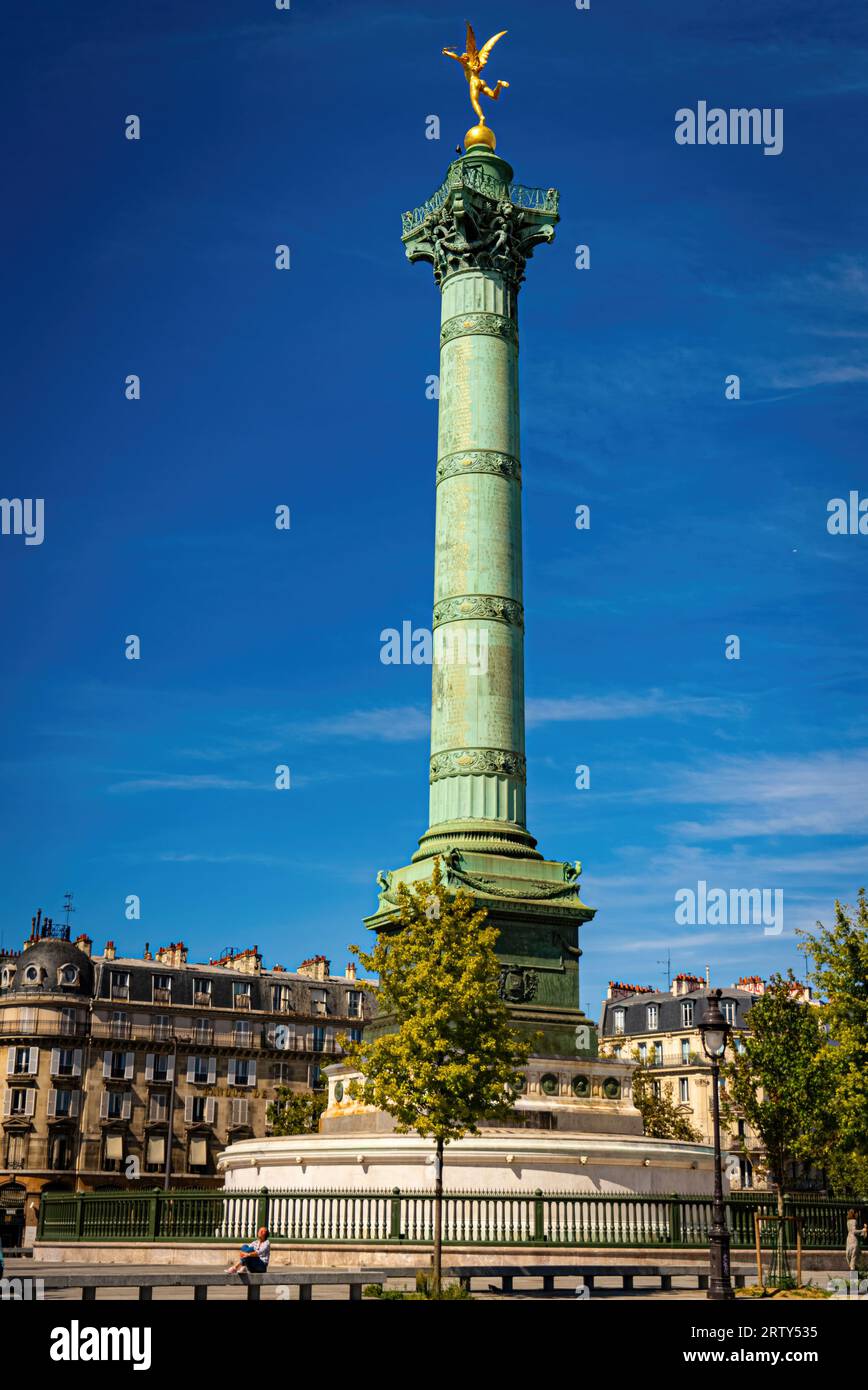 The Column at Bastille Square in Paris Stock Photo - Alamy