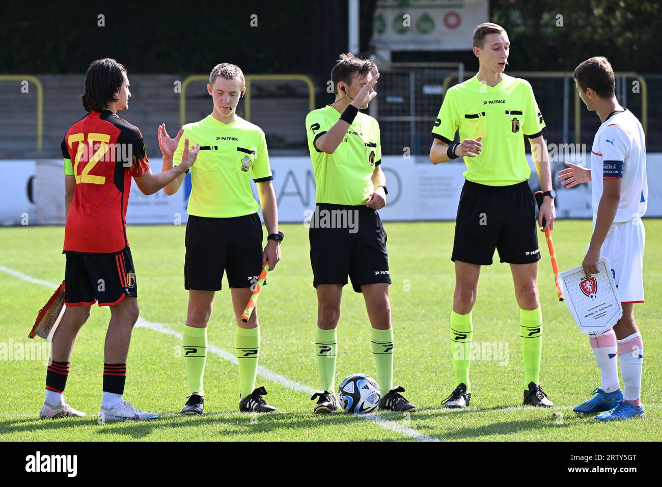 Hasselt, Belgium. 12th Sep, 2023. referees pictured with Rune ...