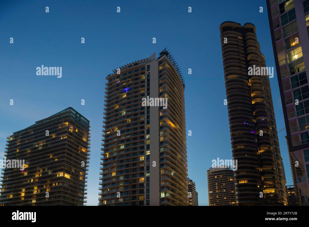 Residential tower buildings at dusk, Miami, Florida Stock Photo - Alamy