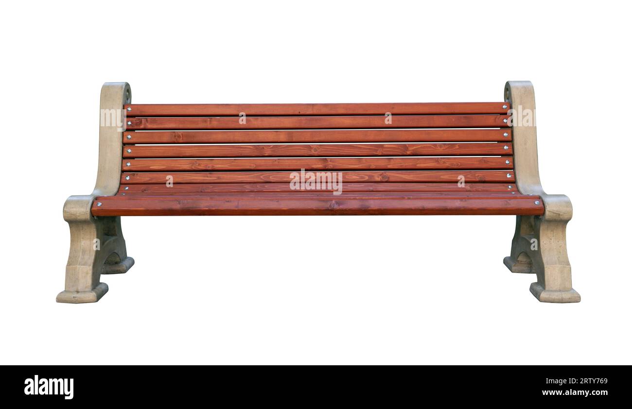 Wooden bench isolated over white background Stock Photo - Alamy