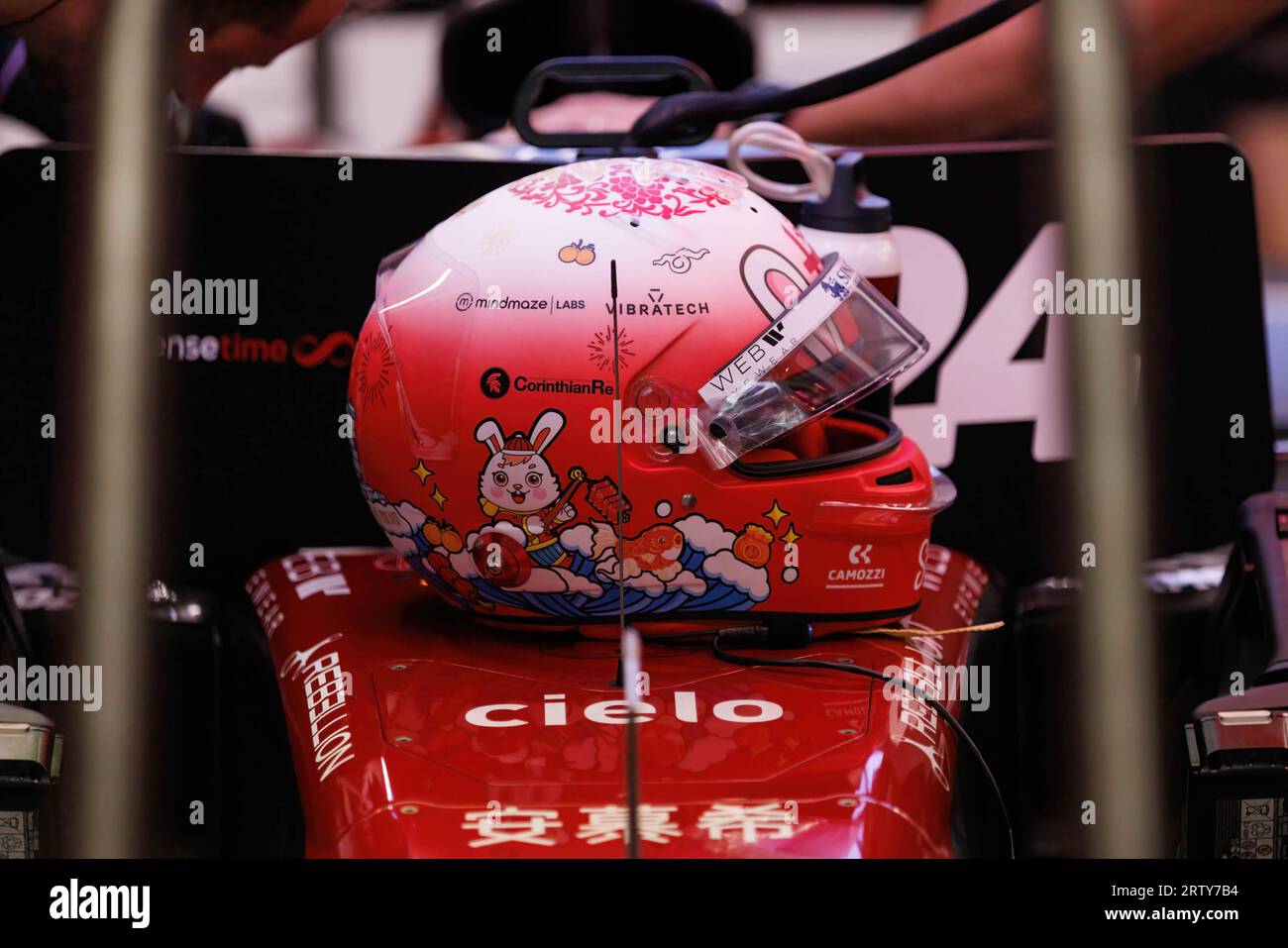 Singapore, Singapore. 15th Sep, 2023. The helmet of Zhou Guanyu of ...