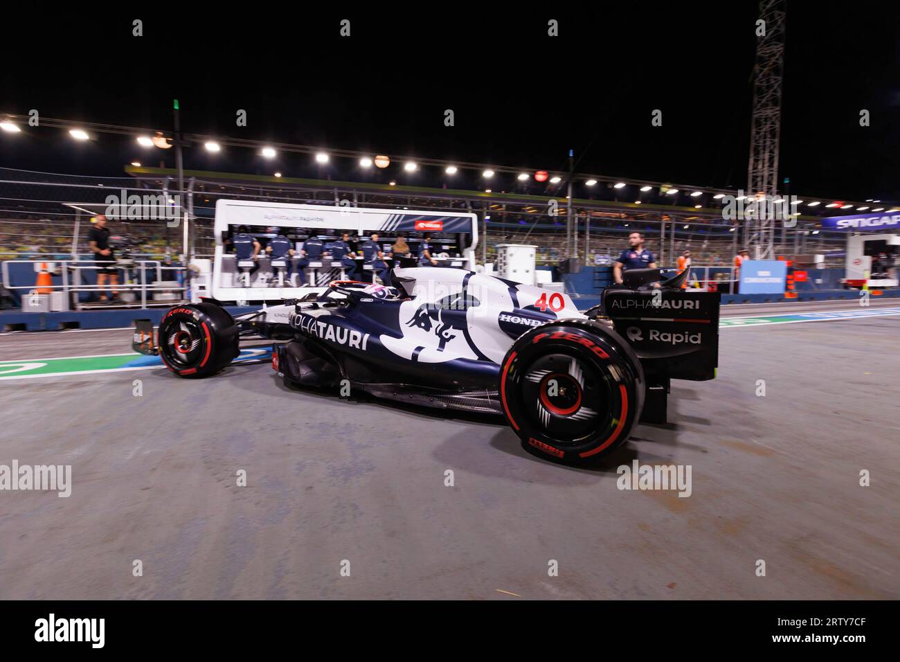 Singapore, Singapore. 15th Sep, 2023. Liam Lawson of New Zealand drives the (40) Scuderia ...