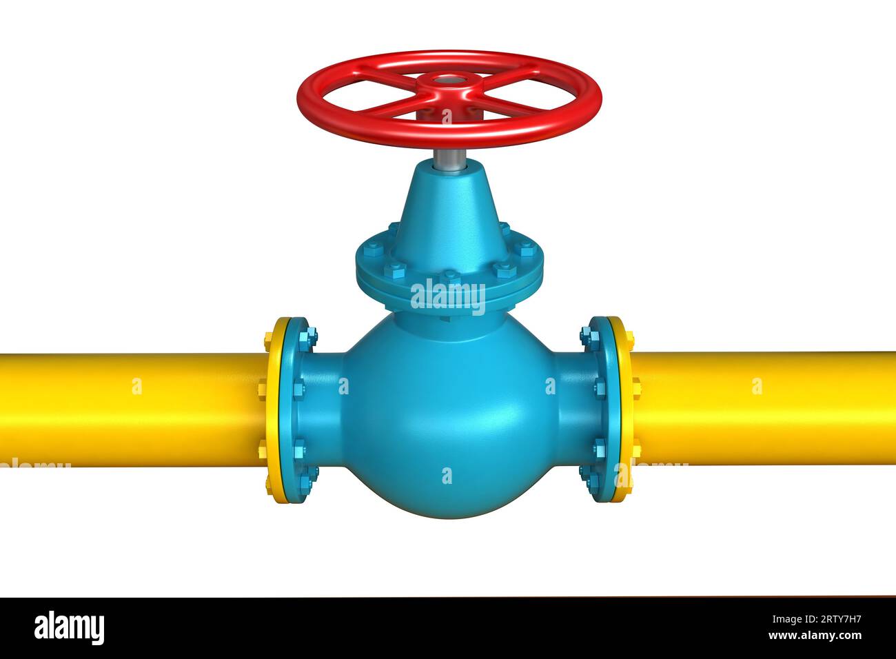 3d render of gas tap with pipeline isolated over white background Stock ...