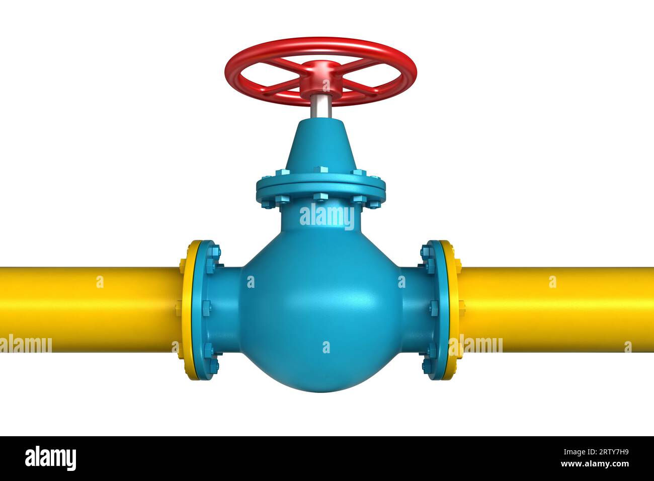 3d render of gas tap with pipeline isolated over white background Stock ...