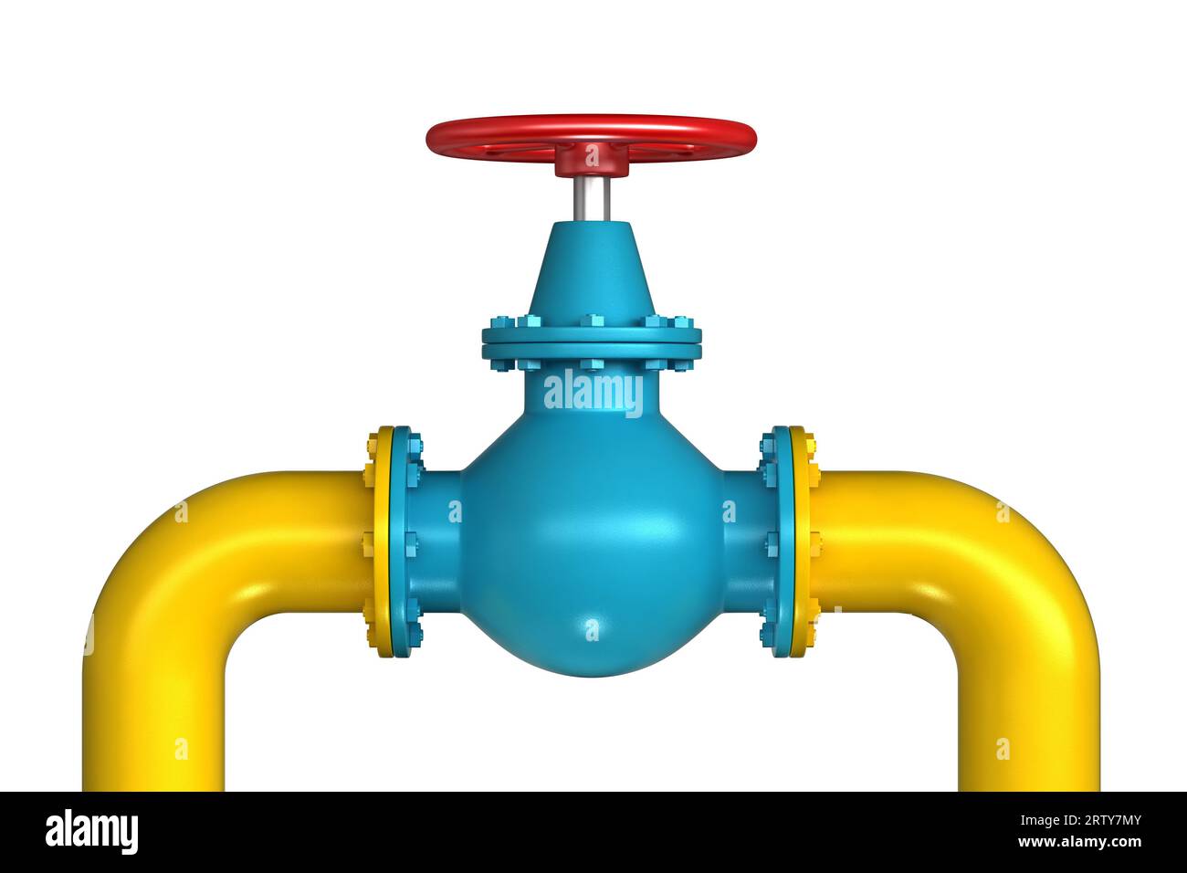 3d render of gas tap with pipeline isolated over white background Stock ...