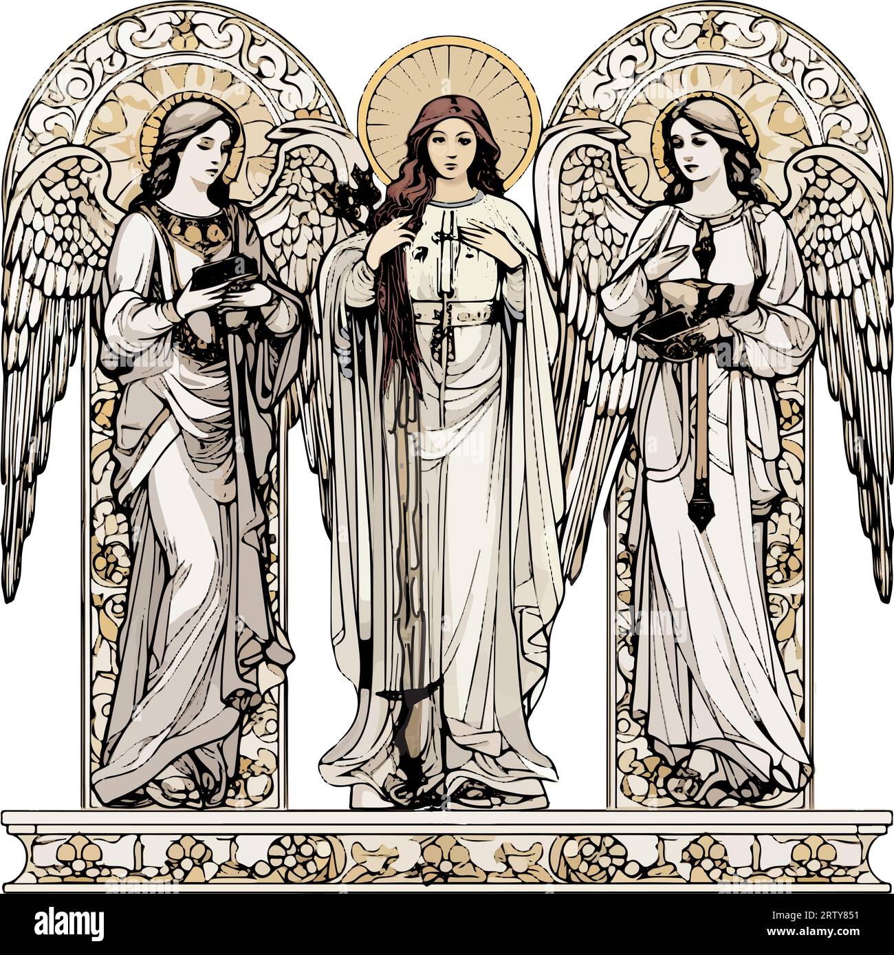 Triptych of three angels in art nouveau style Stock Vector Image & Art - Alamy