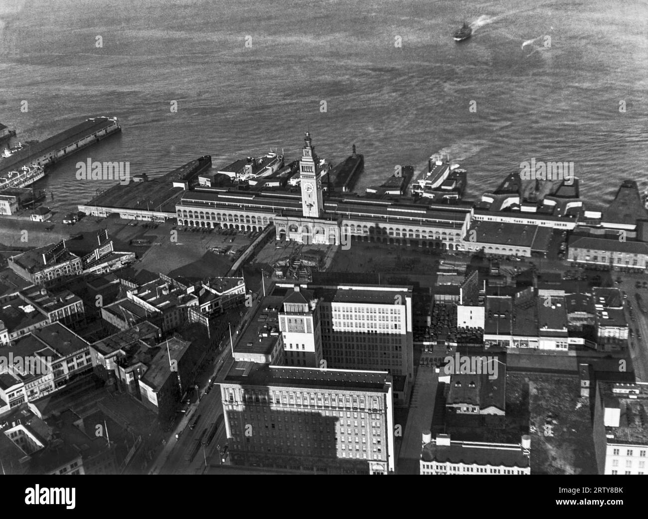 San Francisco, California c 1923 An aerial view of the Ferry Building ...