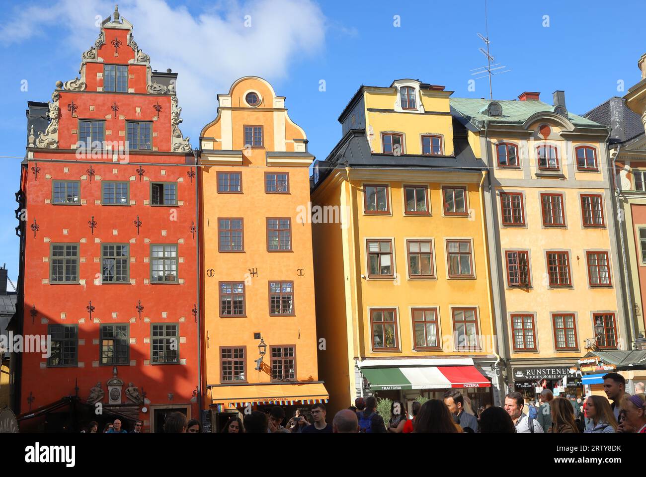 Stockholm, Sweden - August 31, 2023: Old buildings at the Stortorget ...