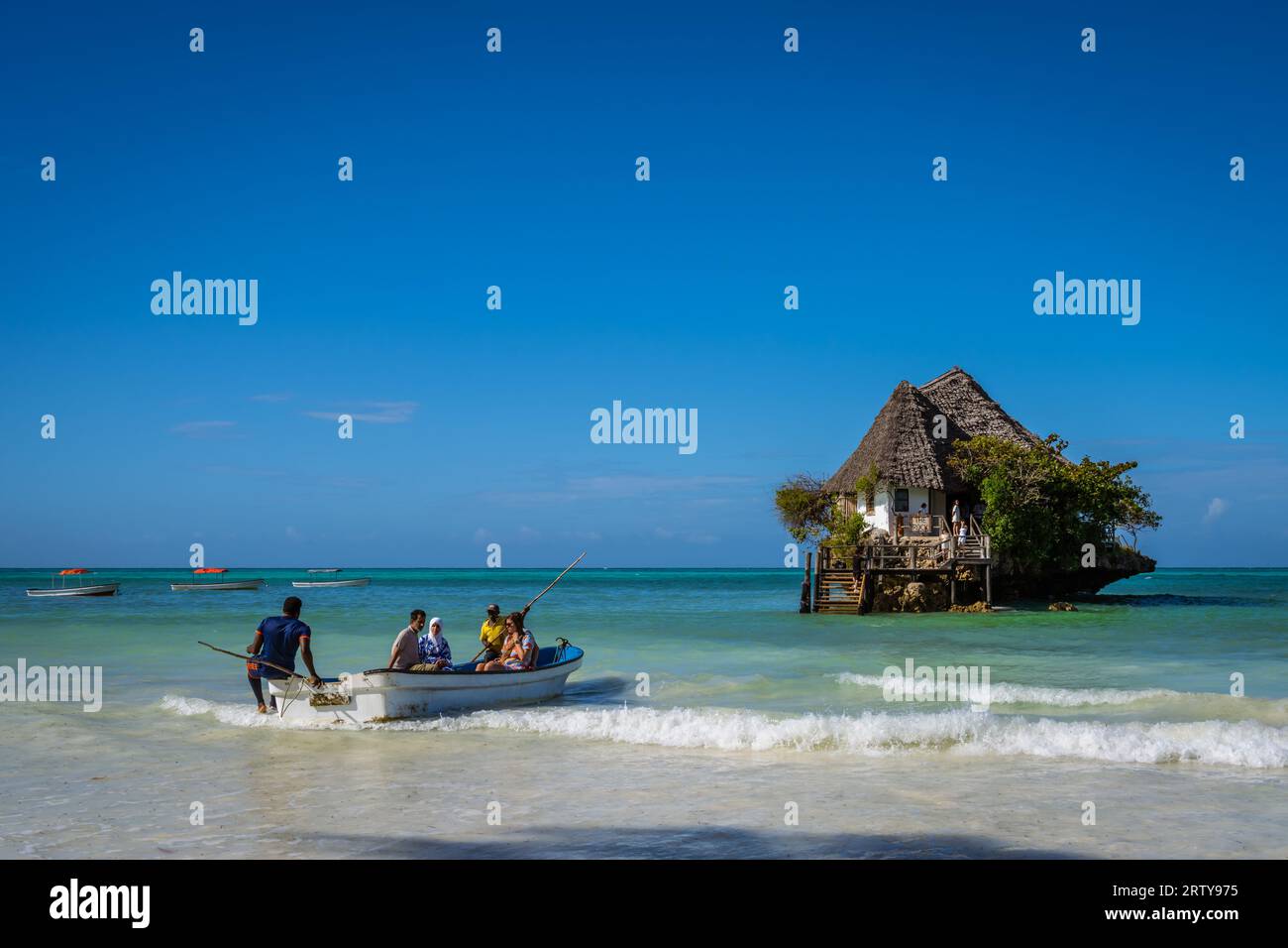 Transporting guests to the Rock Restaurant during high tide in Zanzibar ... Transporting guests to the Rock Restaurant during high tide in Zanzibar ...