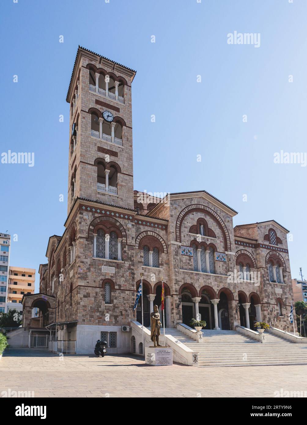 Hagia Triada neo-byzantine Cathedral facade exterior in Piraeus, Holy ...