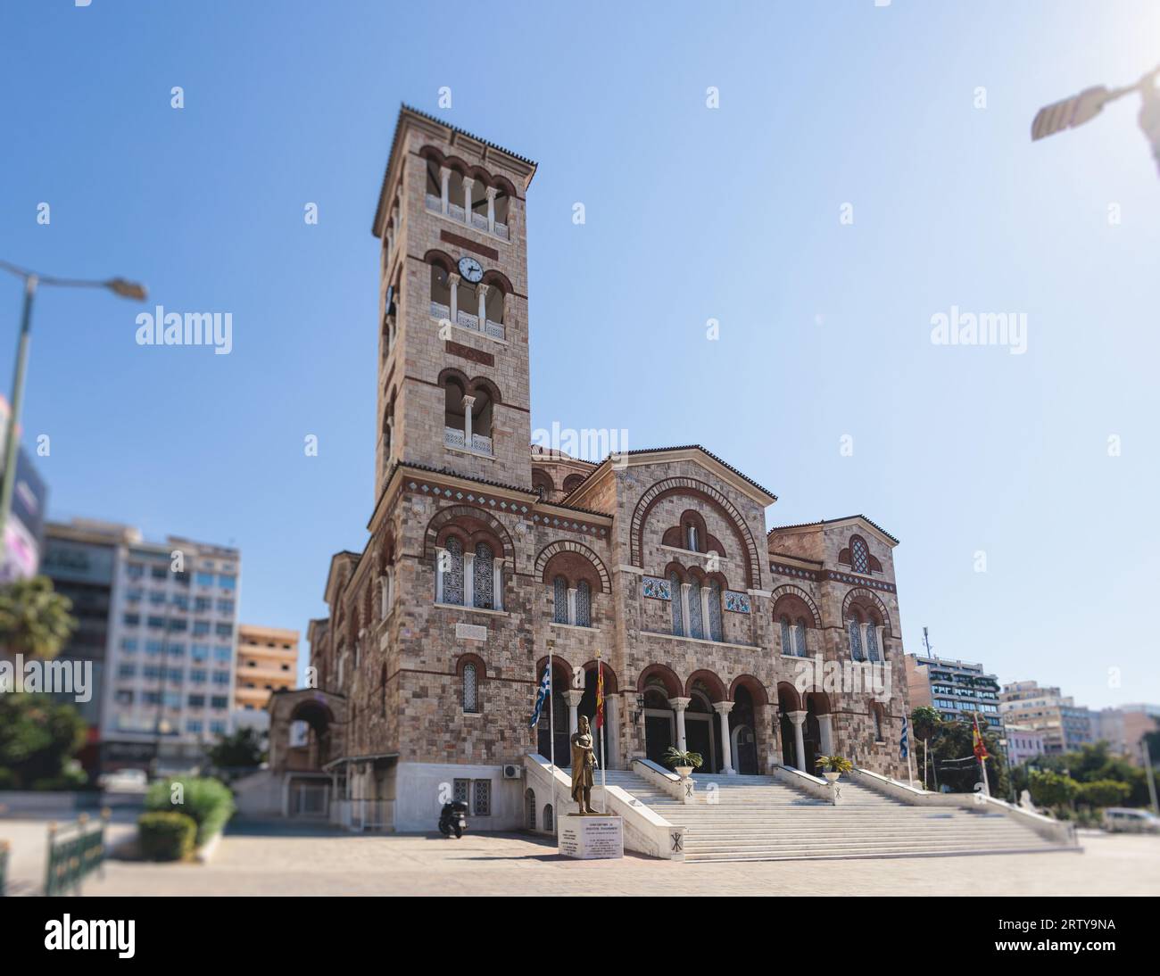 Hagia Triada neo-byzantine Cathedral facade exterior in Piraeus, Holy ...
