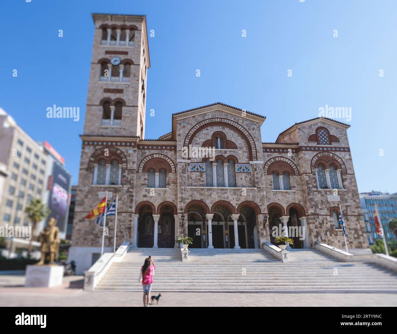 Hagia Triada neo-byzantine Cathedral facade exterior in Piraeus, Holy ...