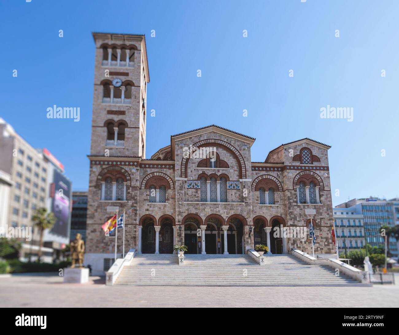 Hagia Triada neo-byzantine Cathedral facade exterior in Piraeus, Holy ...