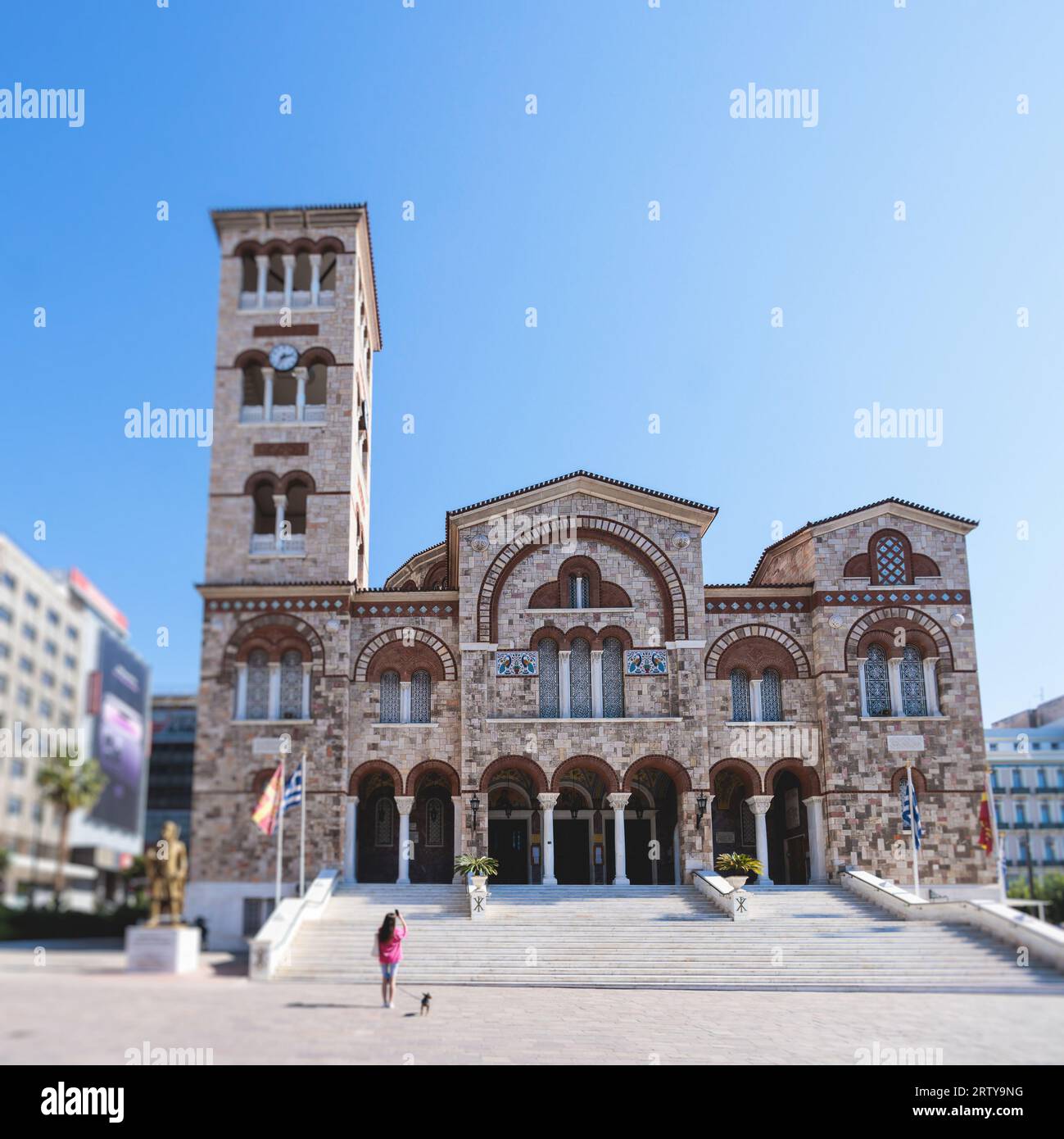 Hagia Triada neo-byzantine Cathedral facade exterior in Piraeus, Holy ...