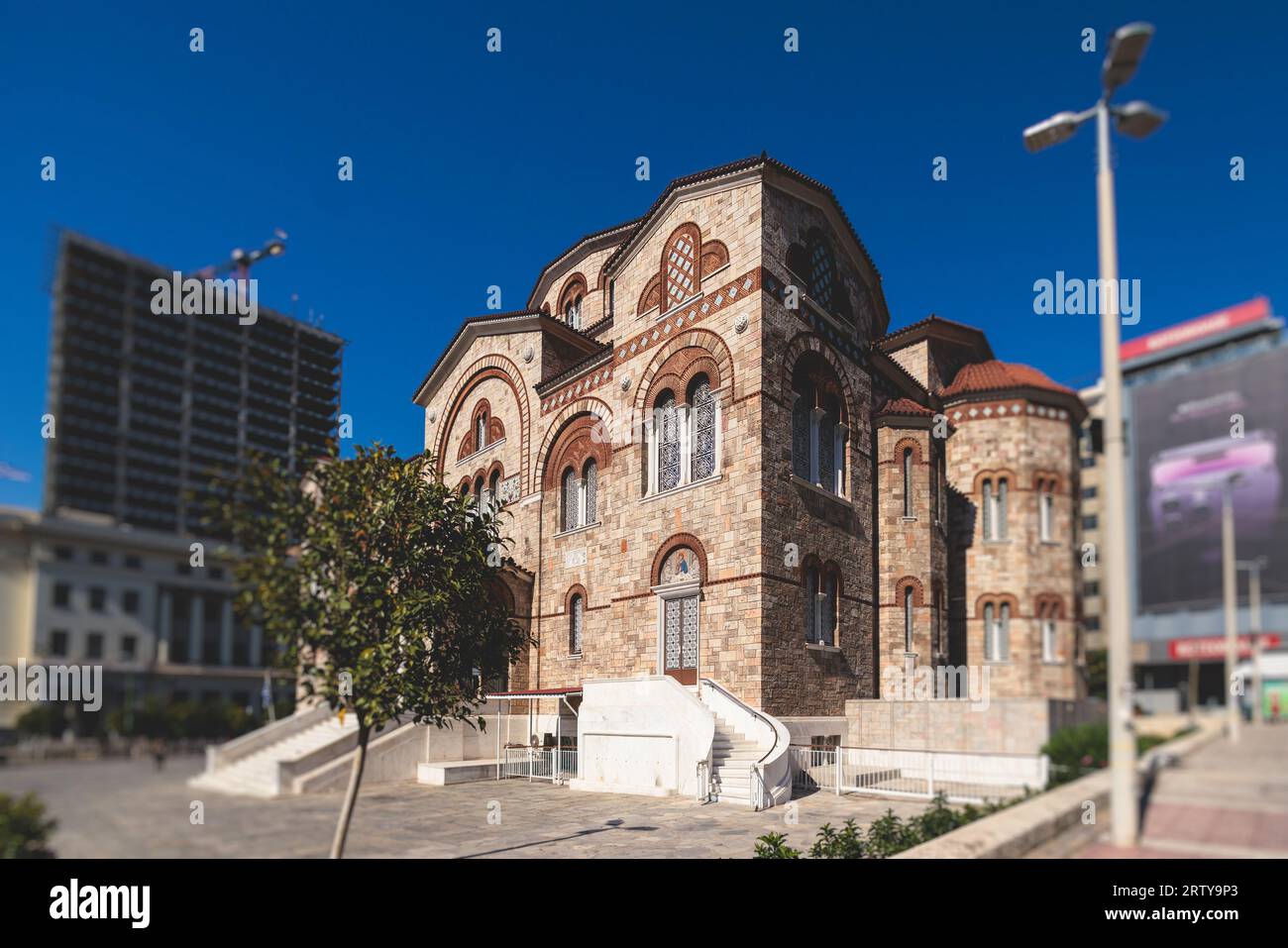 Hagia Triada neo-byzantine Cathedral facade exterior in Piraeus, Holy ...