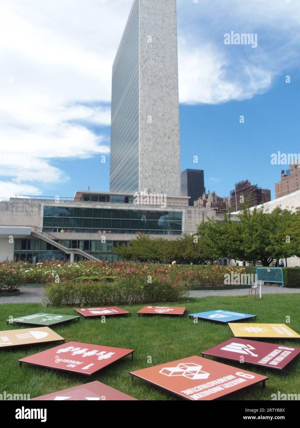 New York, New York, USA. 15th Sep, 2023. A SDG presentation on the ...