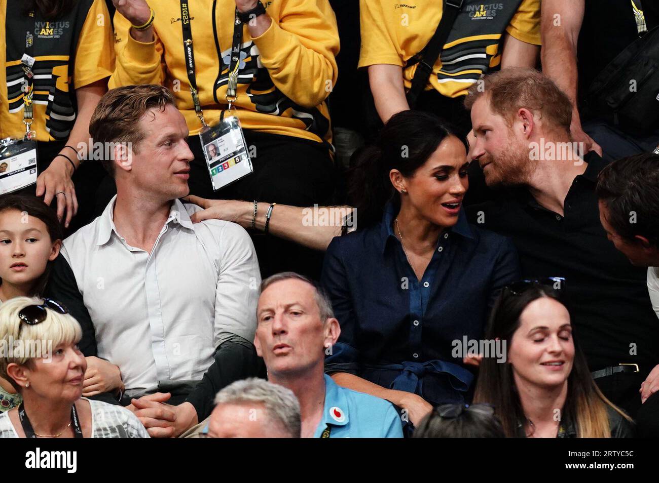(left to right) Nicky Scott, The Duke and Duchess of Sussex at the ...