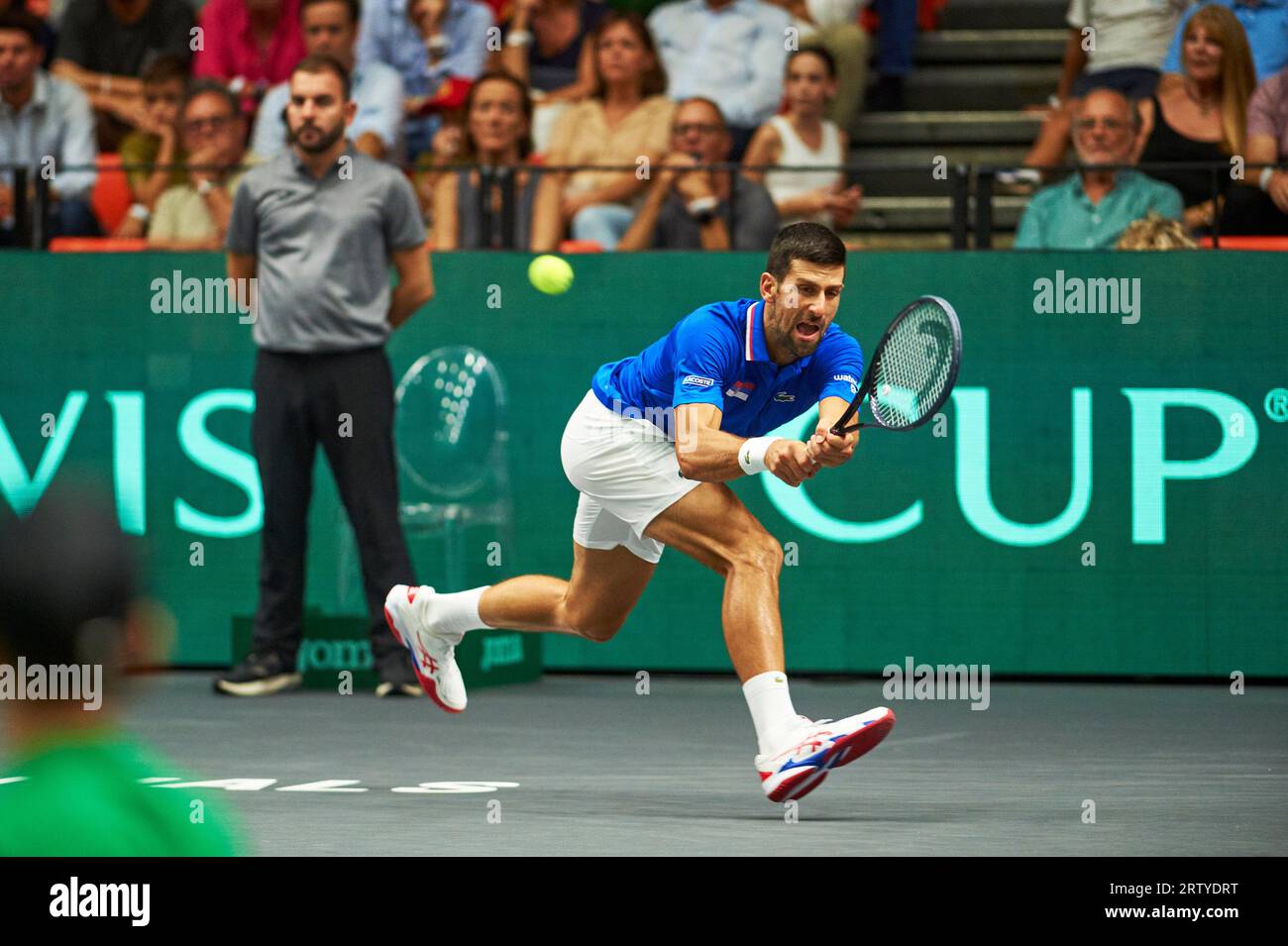 Novak Djokovic of Serbia in action during the DAVIS CUP at The Pabellon ...