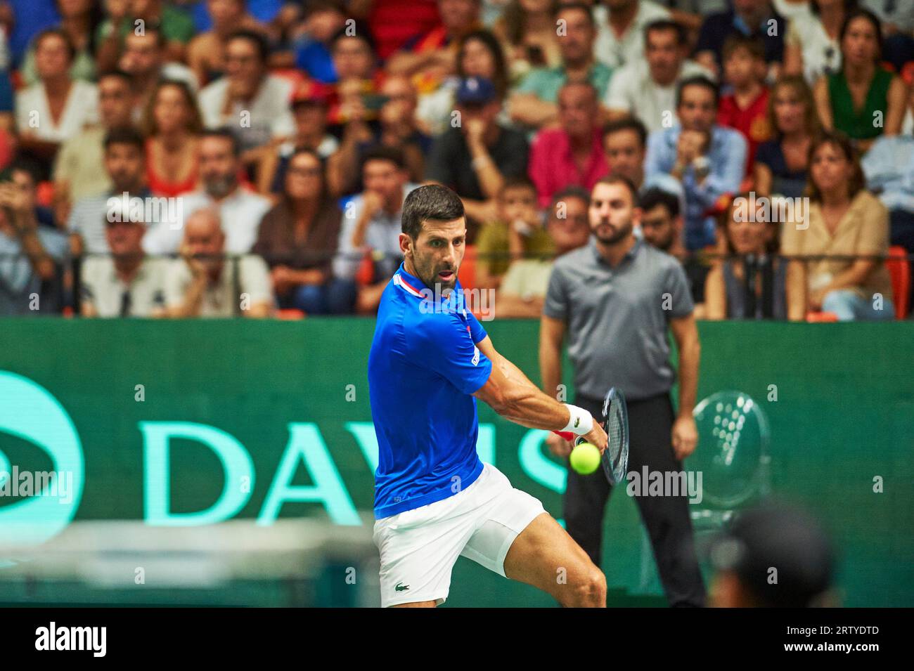 Novak Djokovic of Serbia in action during the DAVIS CUP at The Pabellon ...