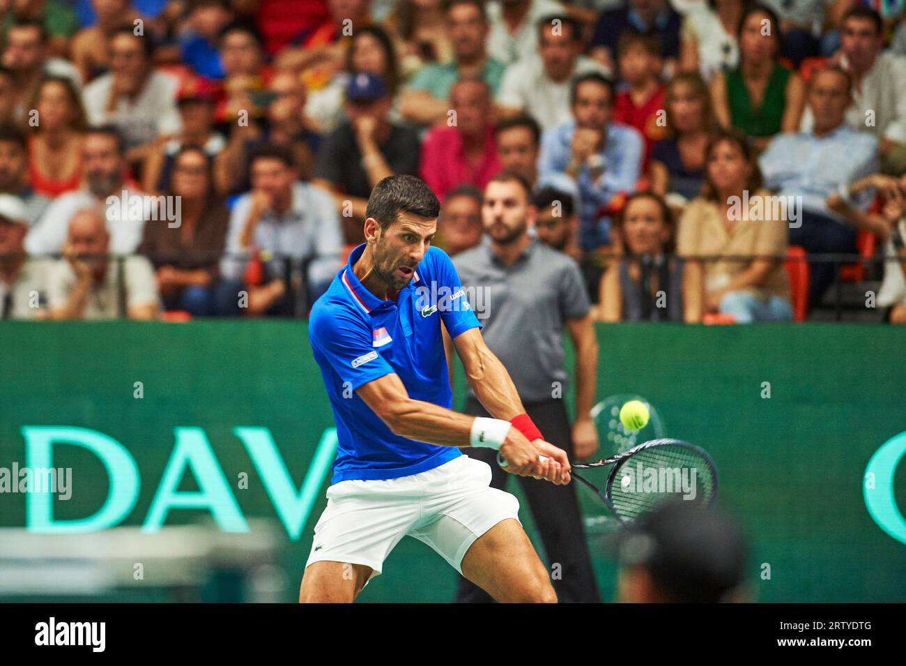 Novak Djokovic of Serbia in action during the DAVIS CUP at The Pabellon ...