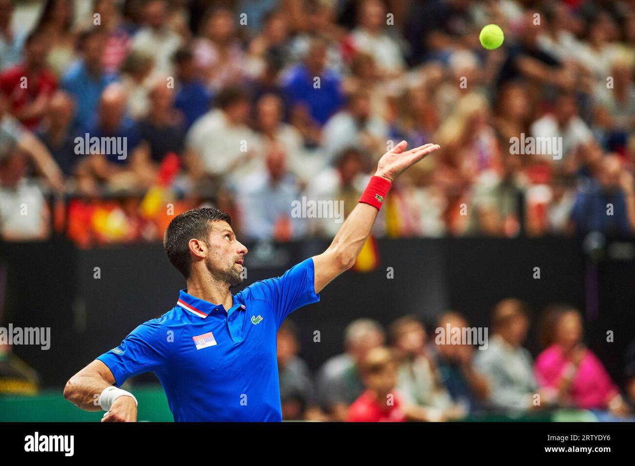 Novak Djokovic of Serbia in action during the DAVIS CUP at The Pabellon ...