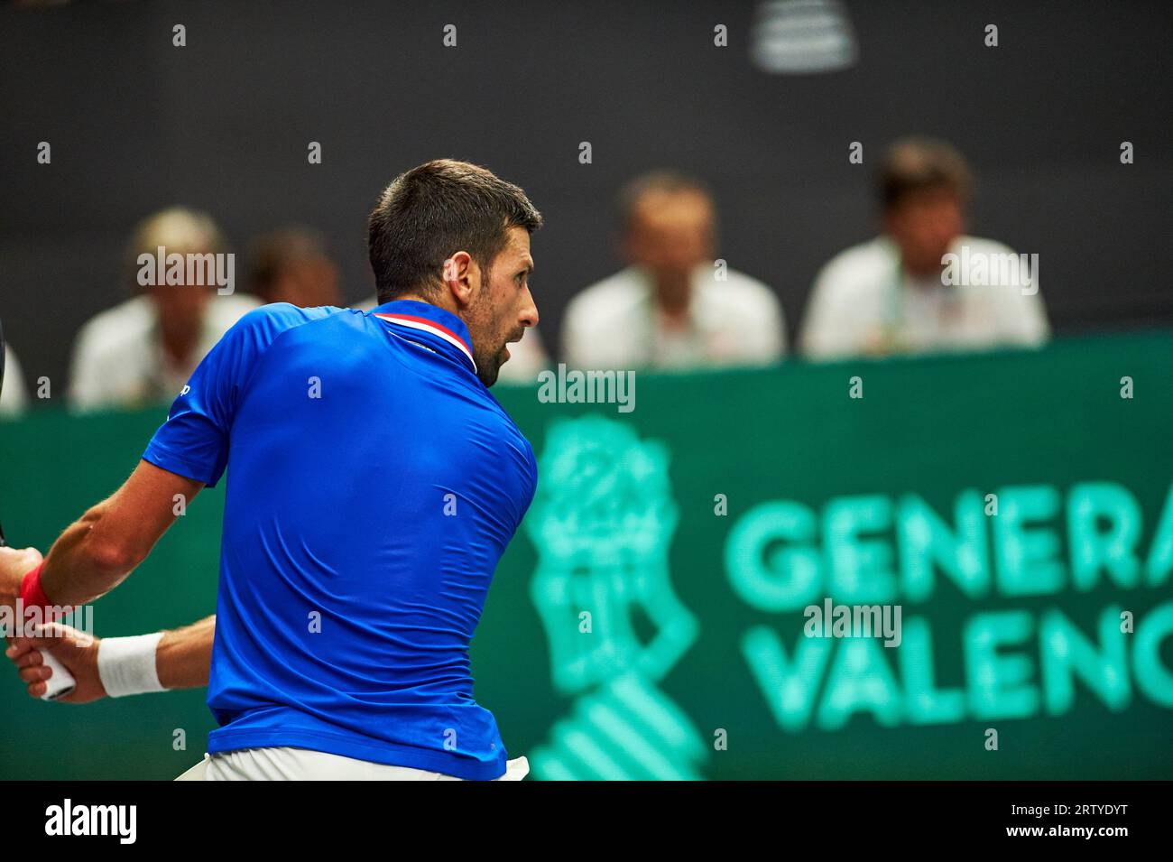 Novak Djokovic of Serbia in action during the DAVIS CUP at The Pabellon ...