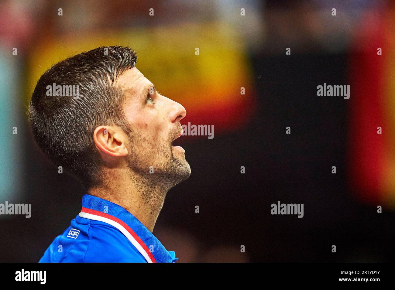Novak Djokovic of Serbia in action during the DAVIS CUP at The Pabellon ...