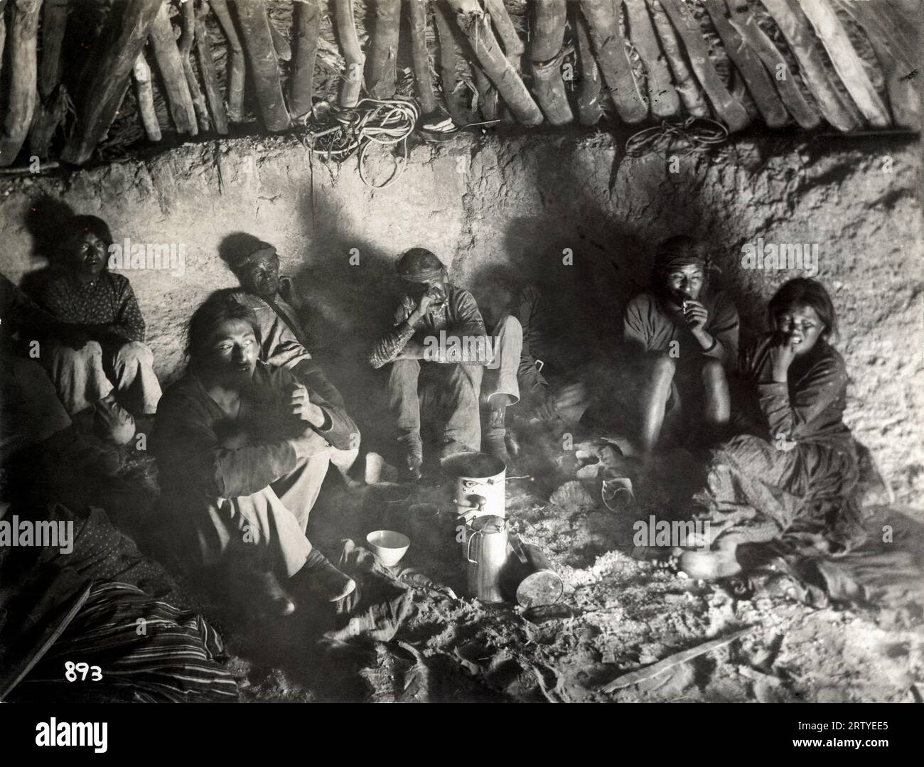 American Southwest c. 1888 Southwest Native Americans smoking in their ...