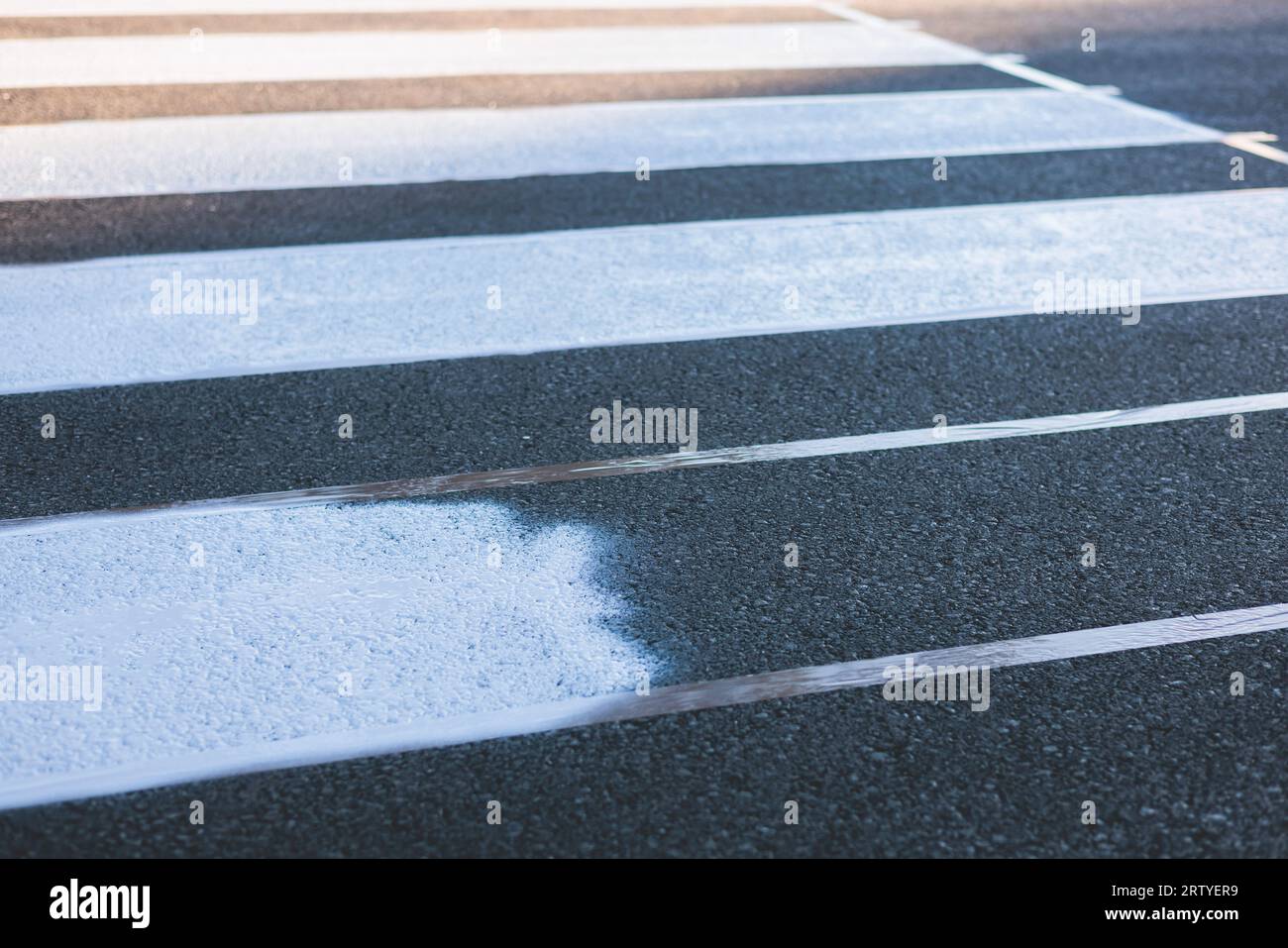 Process of making new road surface markings with a line striping ...