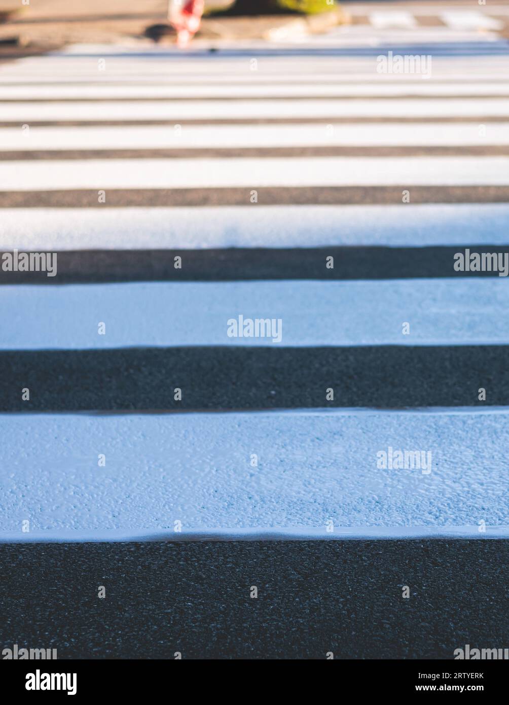 Process of making new road surface markings with a line striping ...