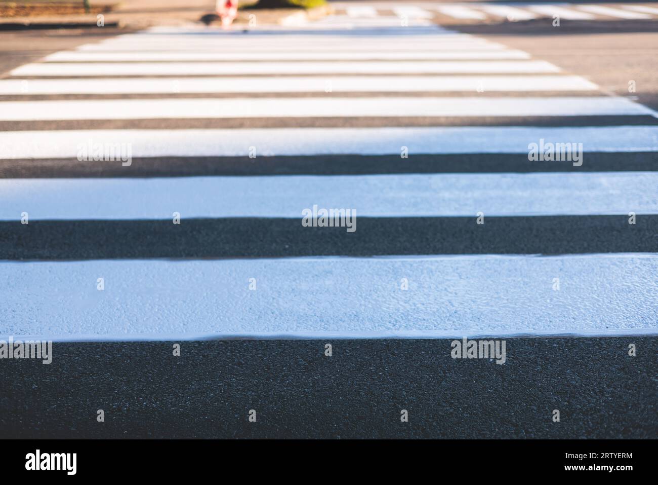 Process of making new road surface markings with a line striping ...