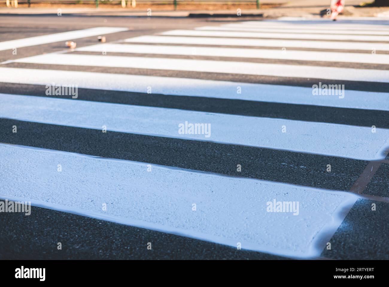 Process of making new road surface markings with a line striping ...