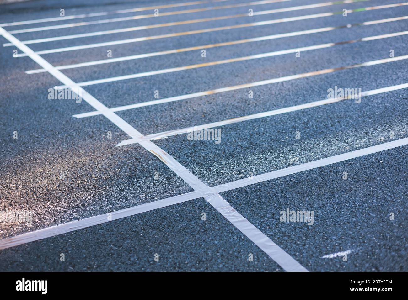 Process of making new road surface markings with a line striping ...
