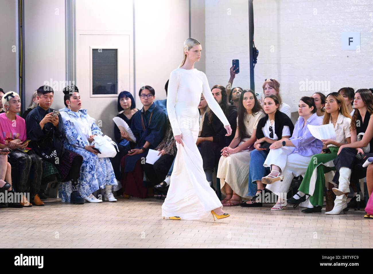 London, UK. 15 September 2023. Models wear designs by Standing Ground ...