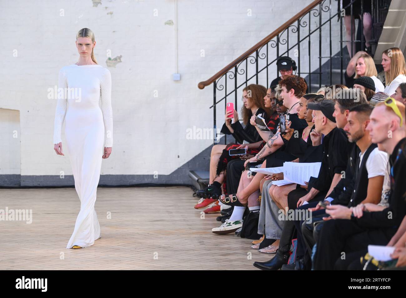 London, UK. 15 September 2023. Models wear designs by Standing Ground ...