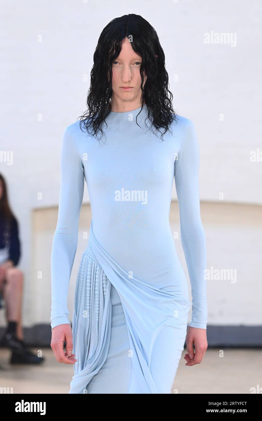London, UK. 15 September 2023. Models wear designs by Standing Ground ...