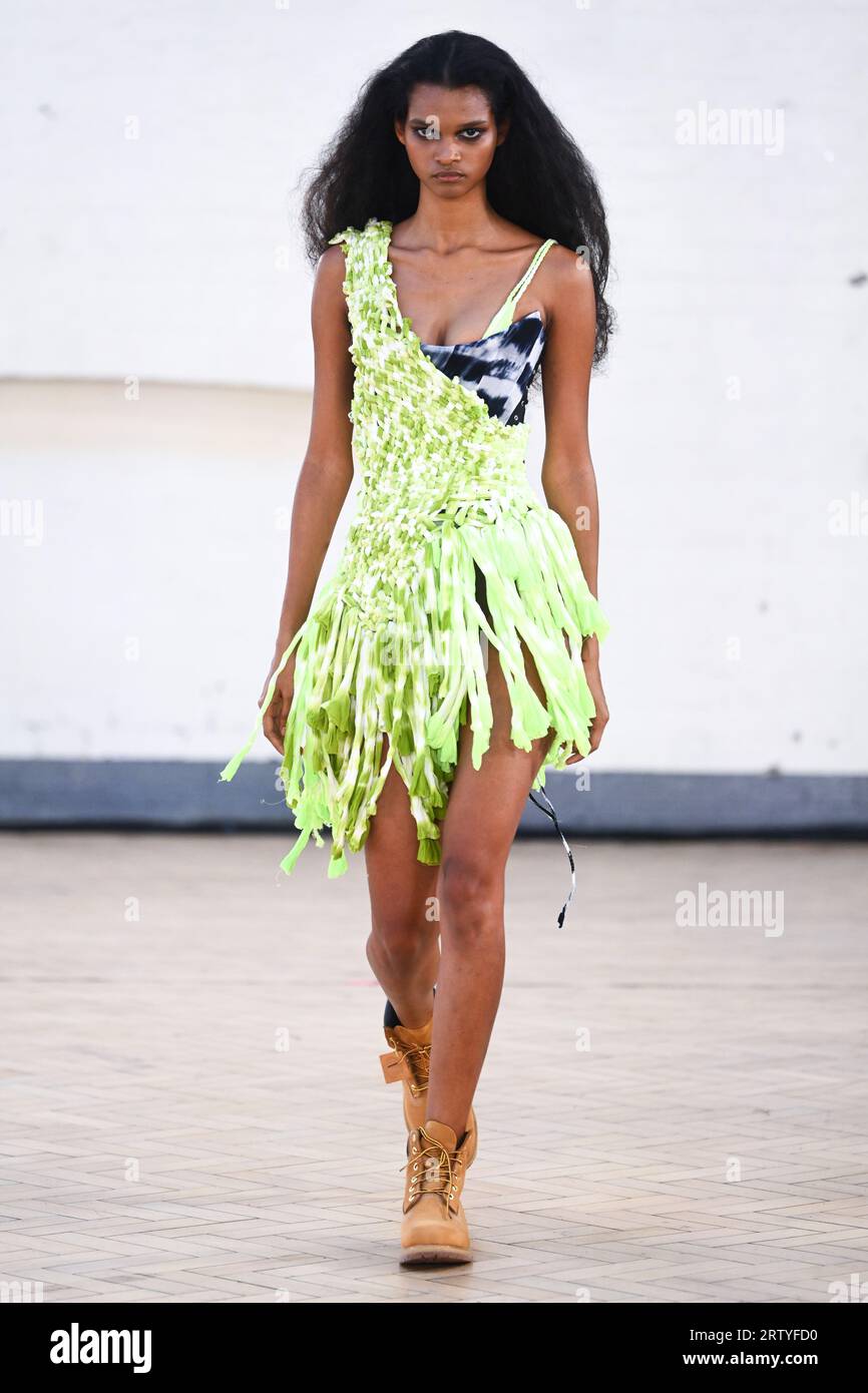 London, UK. 15 September 2023. Models wear designs by Asai Takeaway ...