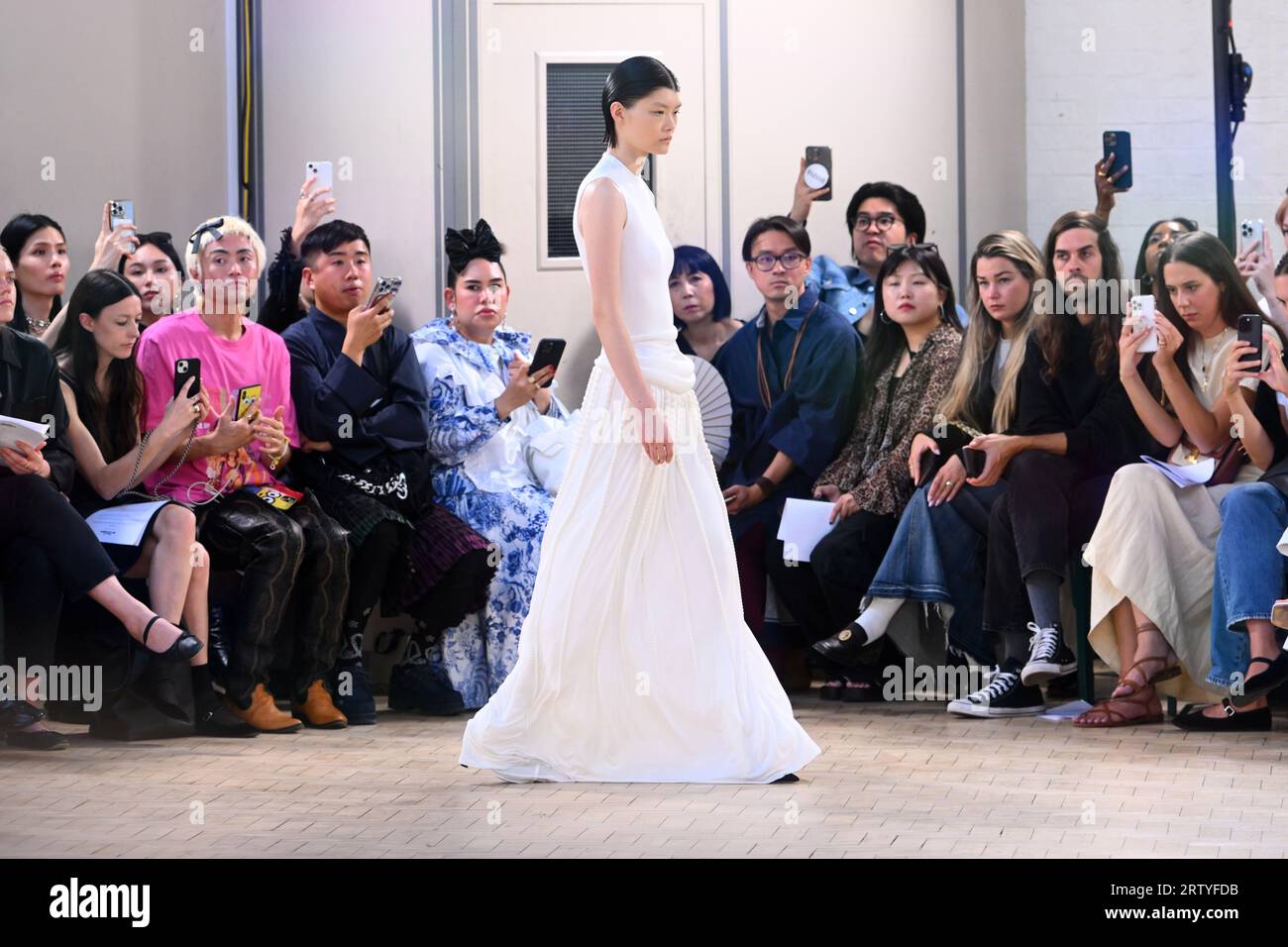 London, UK. 15 September 2023. Models wear designs by Standing Ground ...