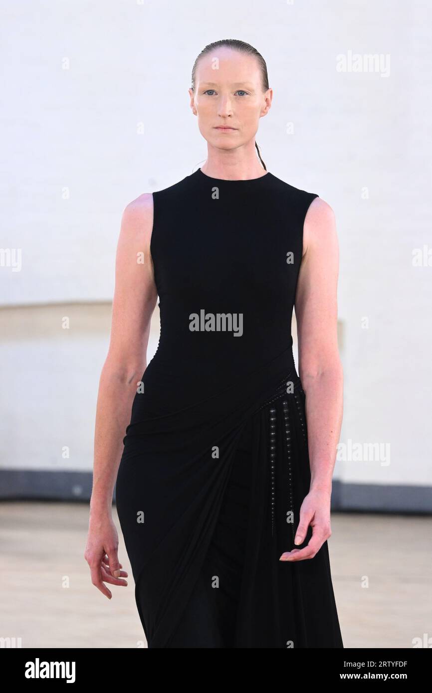 London, UK. 15 September 2023. Model Jade Parfitt wears a design by ...