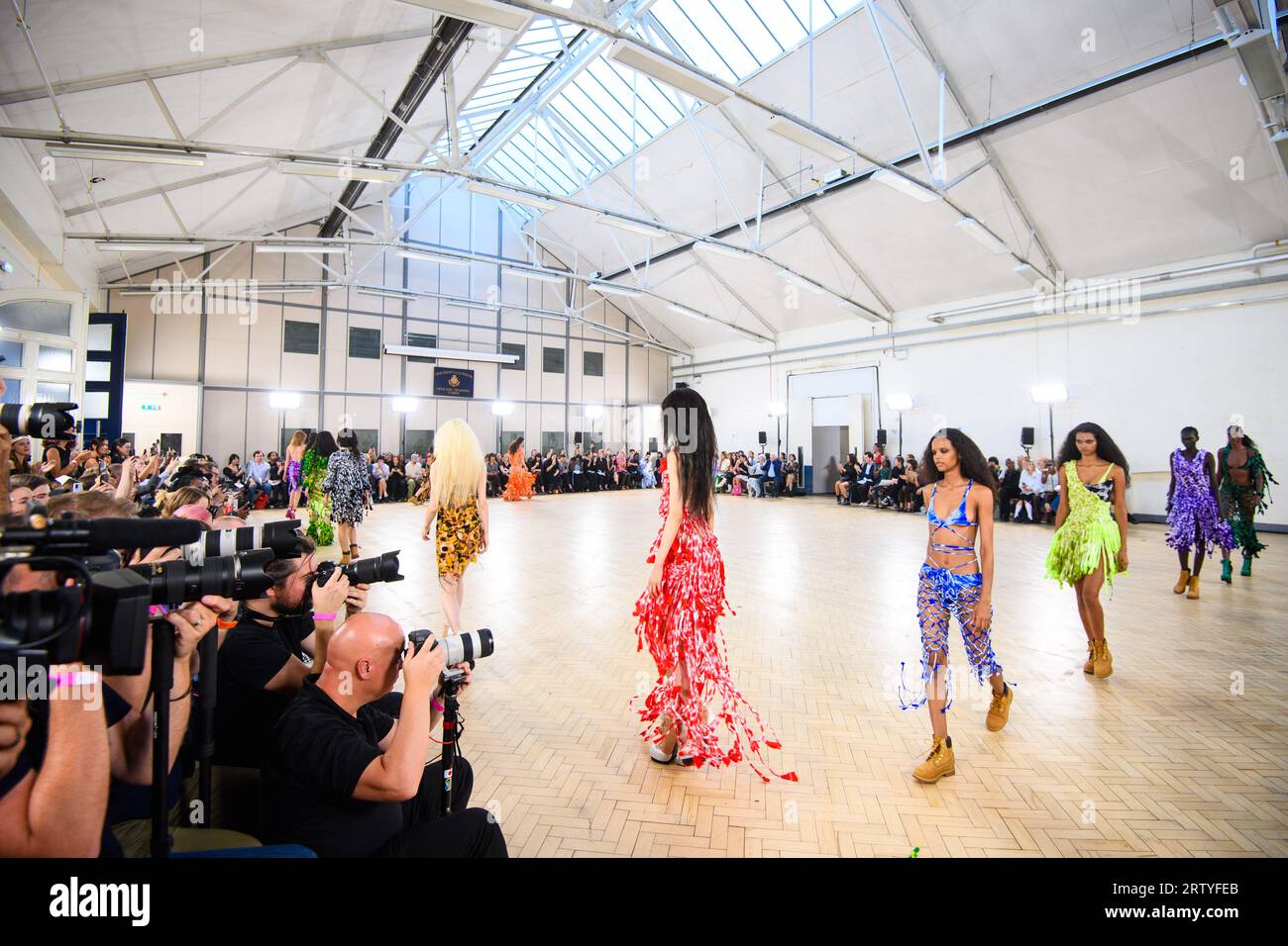 London, UK. 15 September 2023. Models wear designs by Asai Takeaway ...