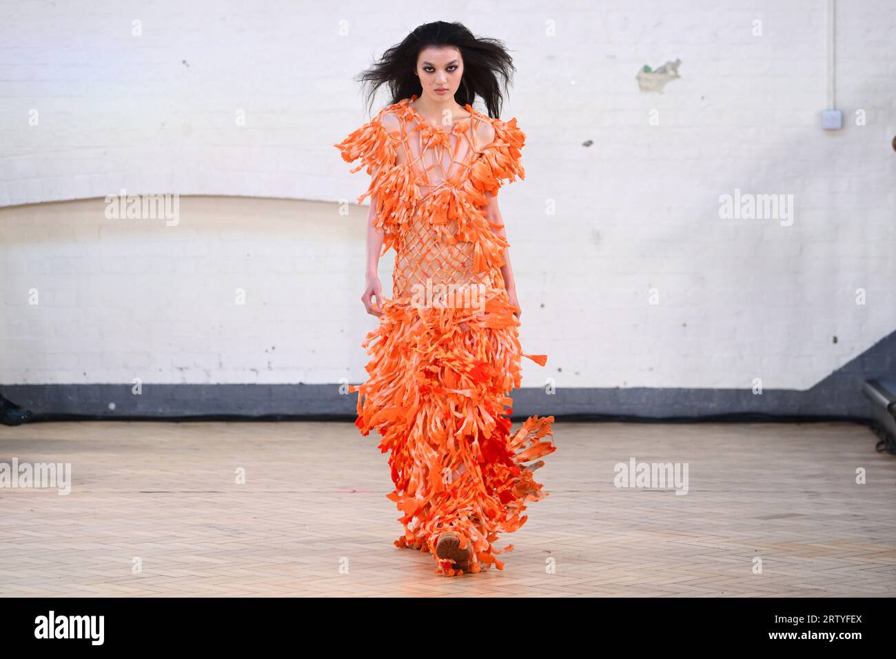 London, UK. 15 September 2023. Models wear designs by Asai Takeaway ...