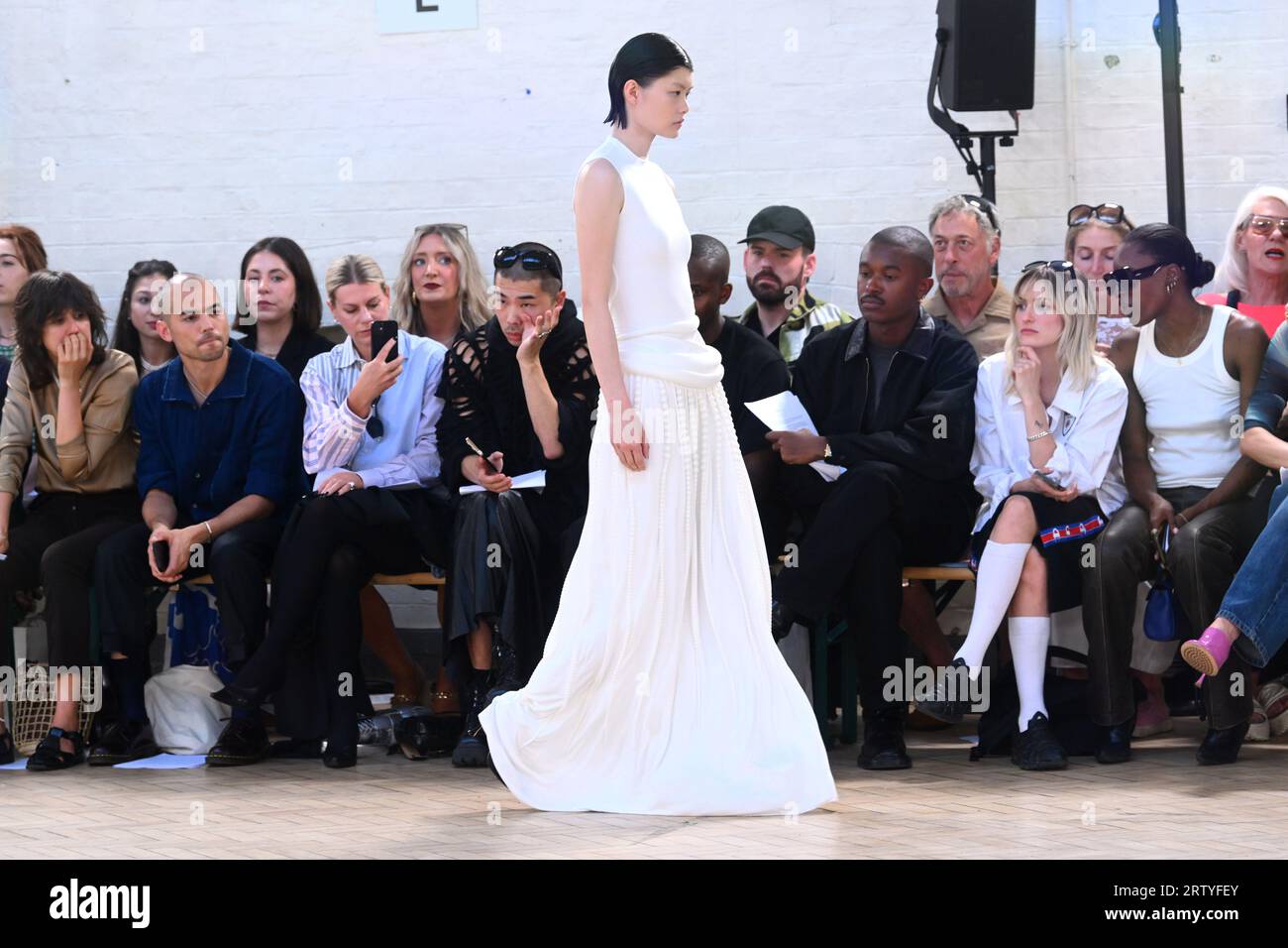 London, UK. 15 September 2023. Models wear designs by Standing Ground ...