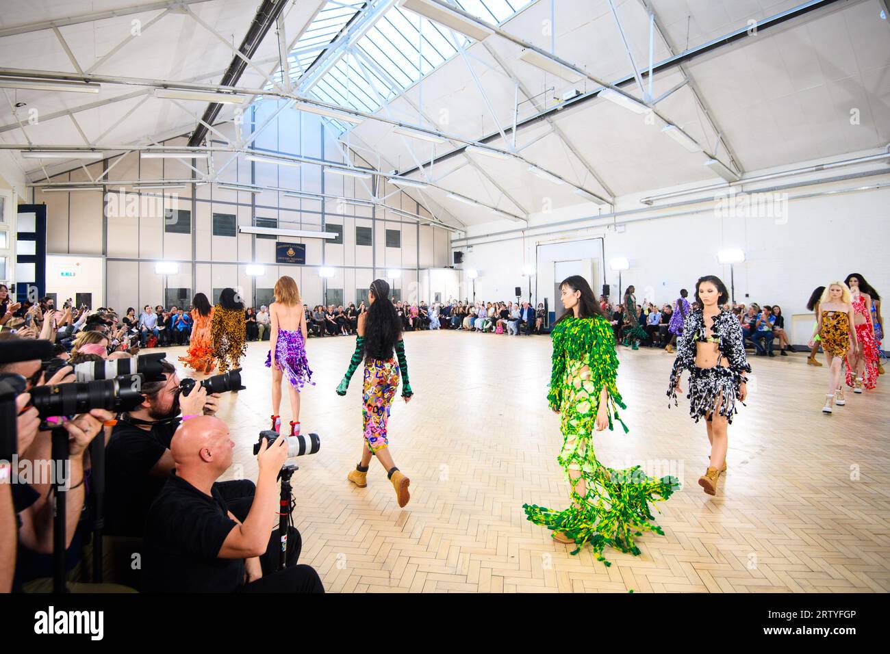 London, UK. 15 September 2023. Models wear designs by Asai Takeaway ...