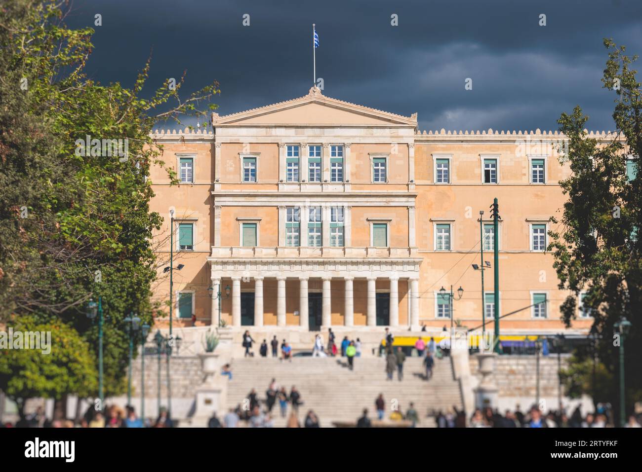 Greek Parliament in Old Royal Palace building facade exterior, Hellenic ...